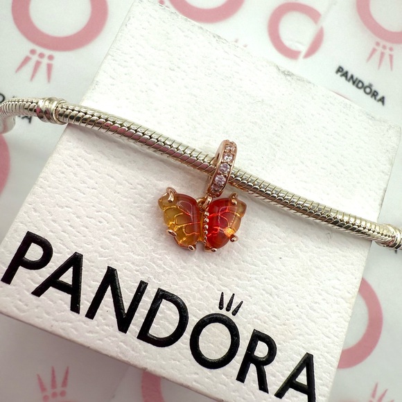 Pandora | Jewelry | Pandora Pink Yellow Murano Glass Butterfly Rose ...
